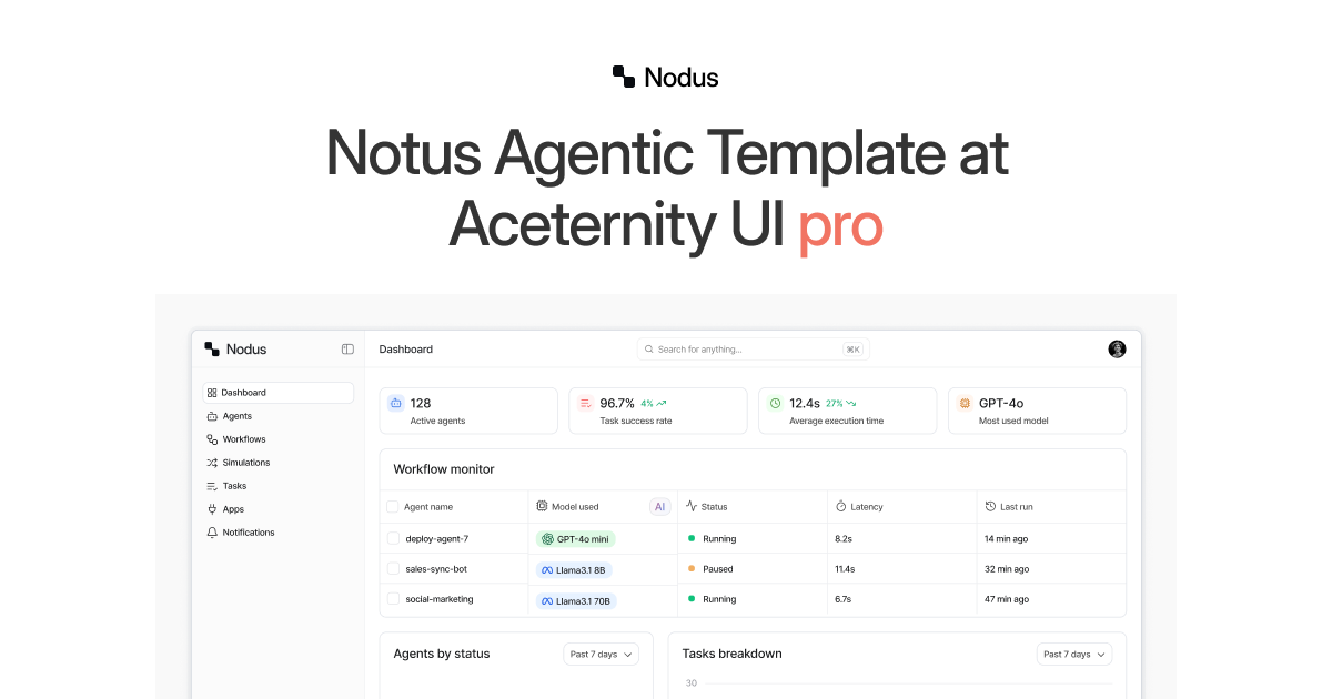 Notus: Build and Manage AI-Driven Agentic Workflows | Aceternity UI Pro ...